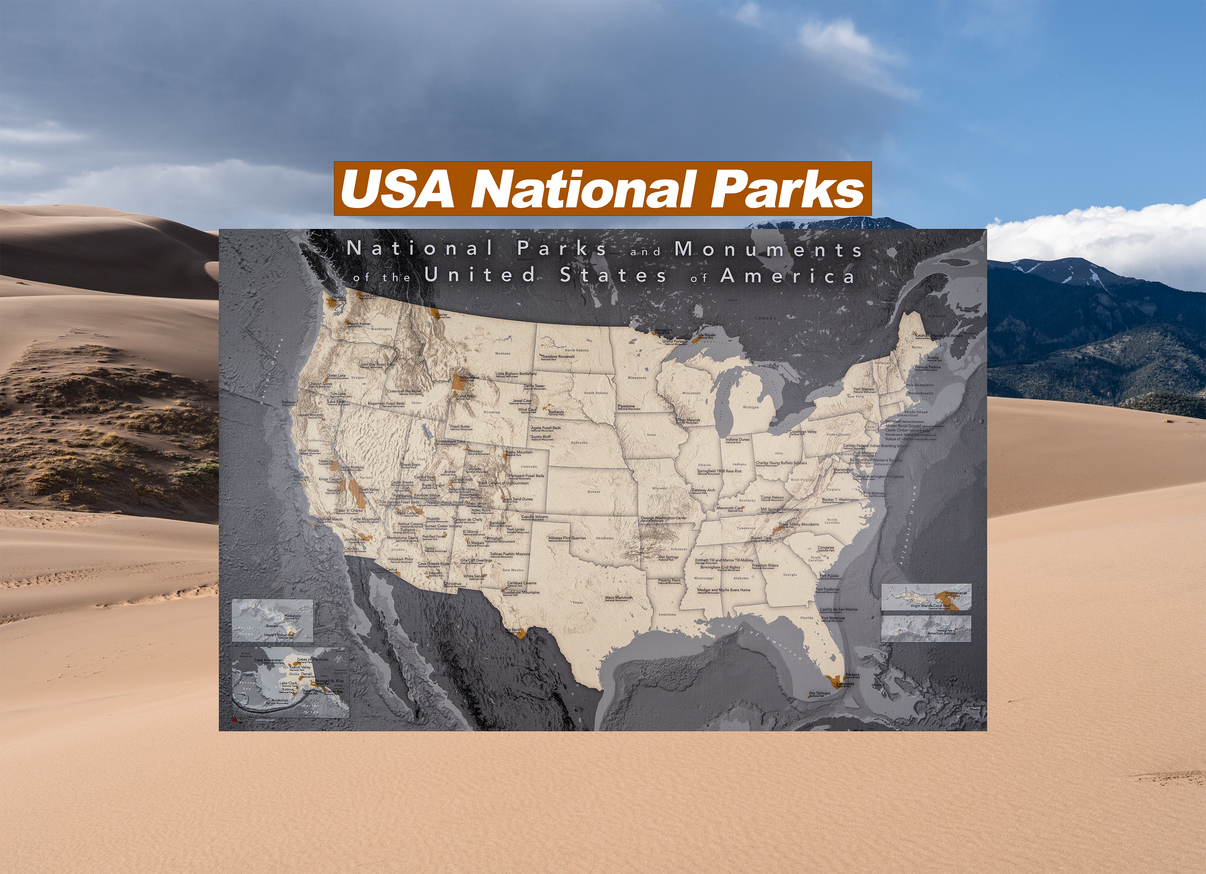 USA National Parks and Monuments – Pin Trail Maps